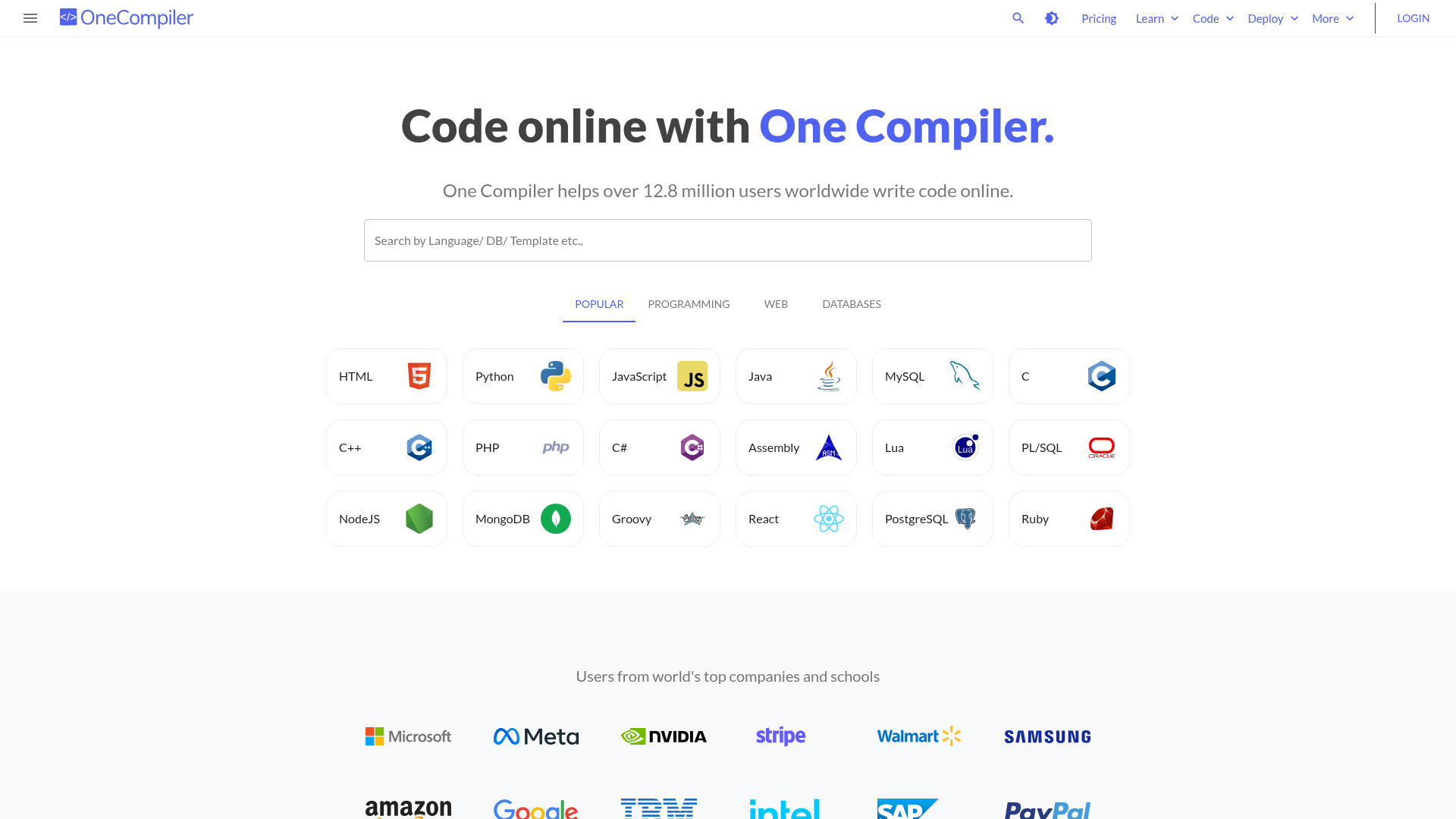 OneCompiler - Free online compiler for 70+ languages