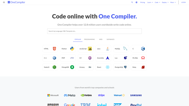 OneCompiler - Free online compiler for 70+ languages